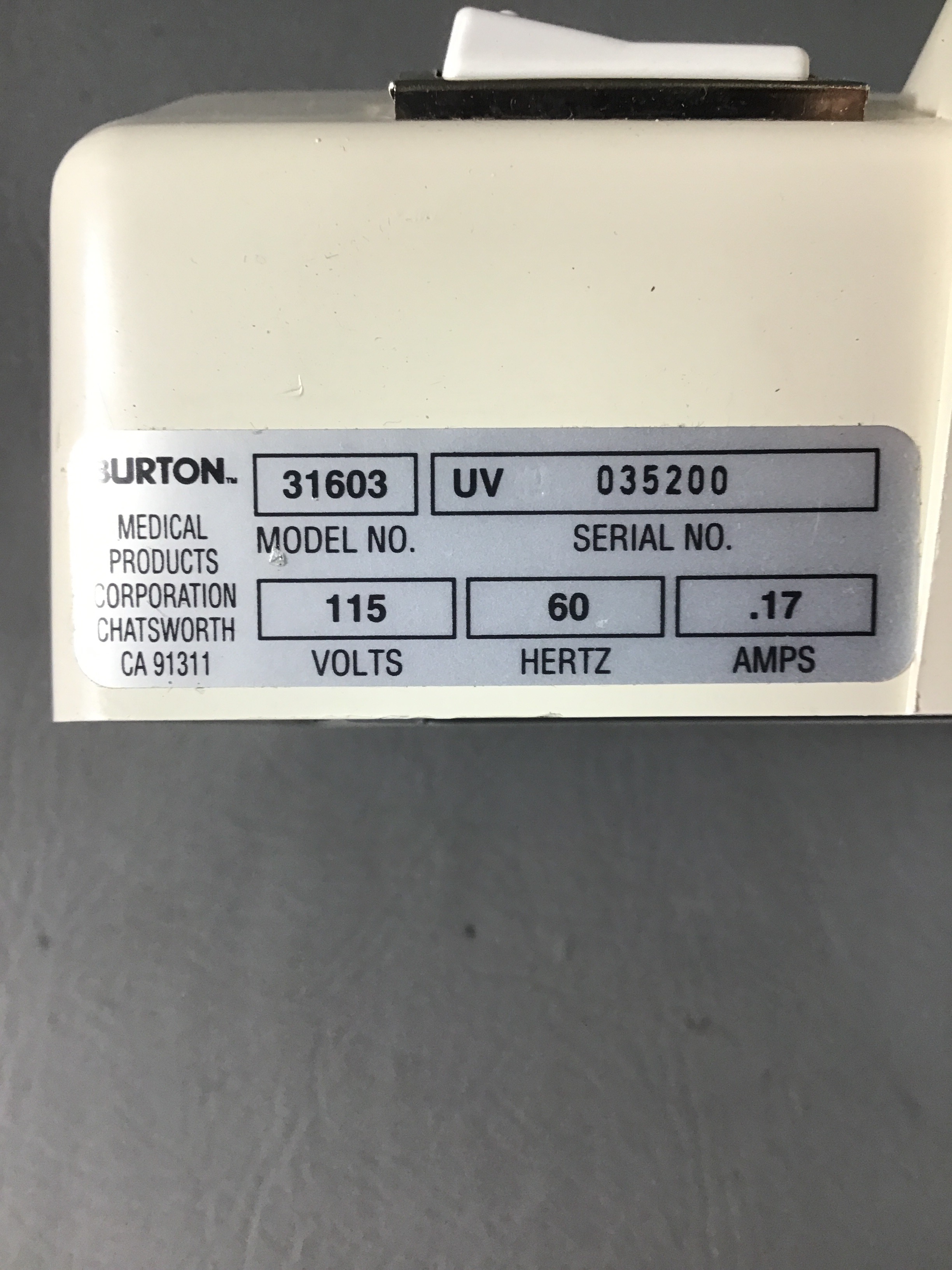 Burton 31603 Ultraviolet Examination Light - NWS Medical Scientific